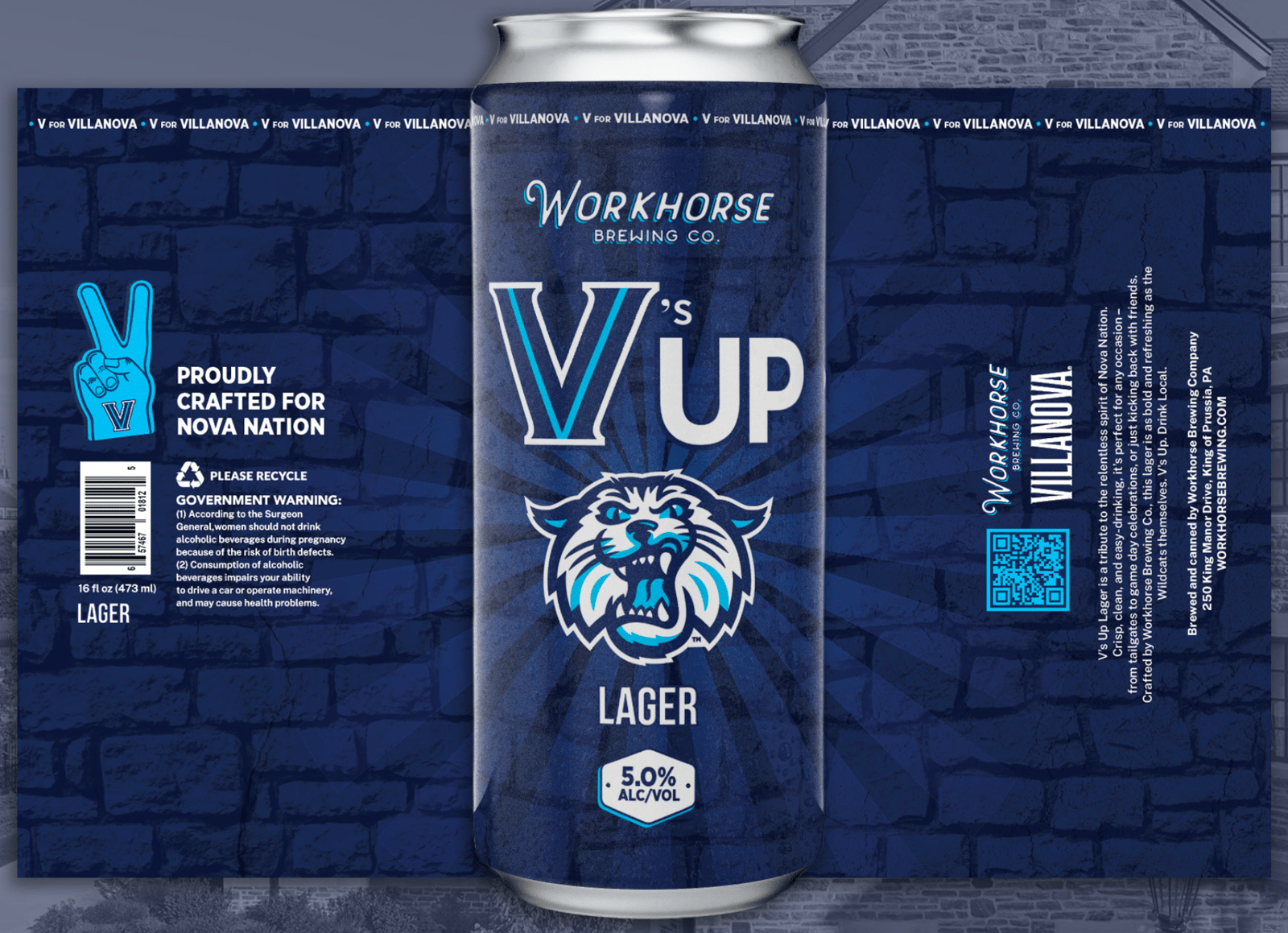 V's Up Lager Can Design Vote × Workhorse Brewing